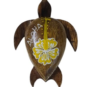 Hawaii Aloha Design Wooden Turtle Refrigerator Kitchen Magnet 4 X 3 X 1 ...