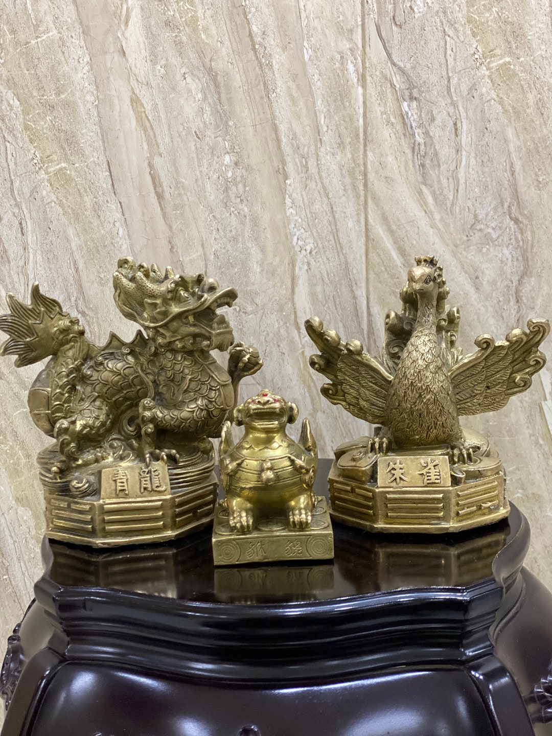 Dragon Brass Peacock Brass Chinese Sculpture Handmade Statue Home Decor ...