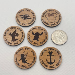 Cast Member Appreciation Tokens - Premium Cherry Wood - 9 Disney Styles ...