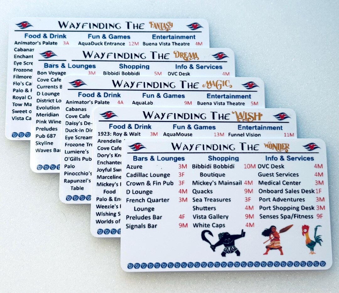 Disney Cruise Ship Wayfinding Cards - Your Pocket Guide to the Ship ...