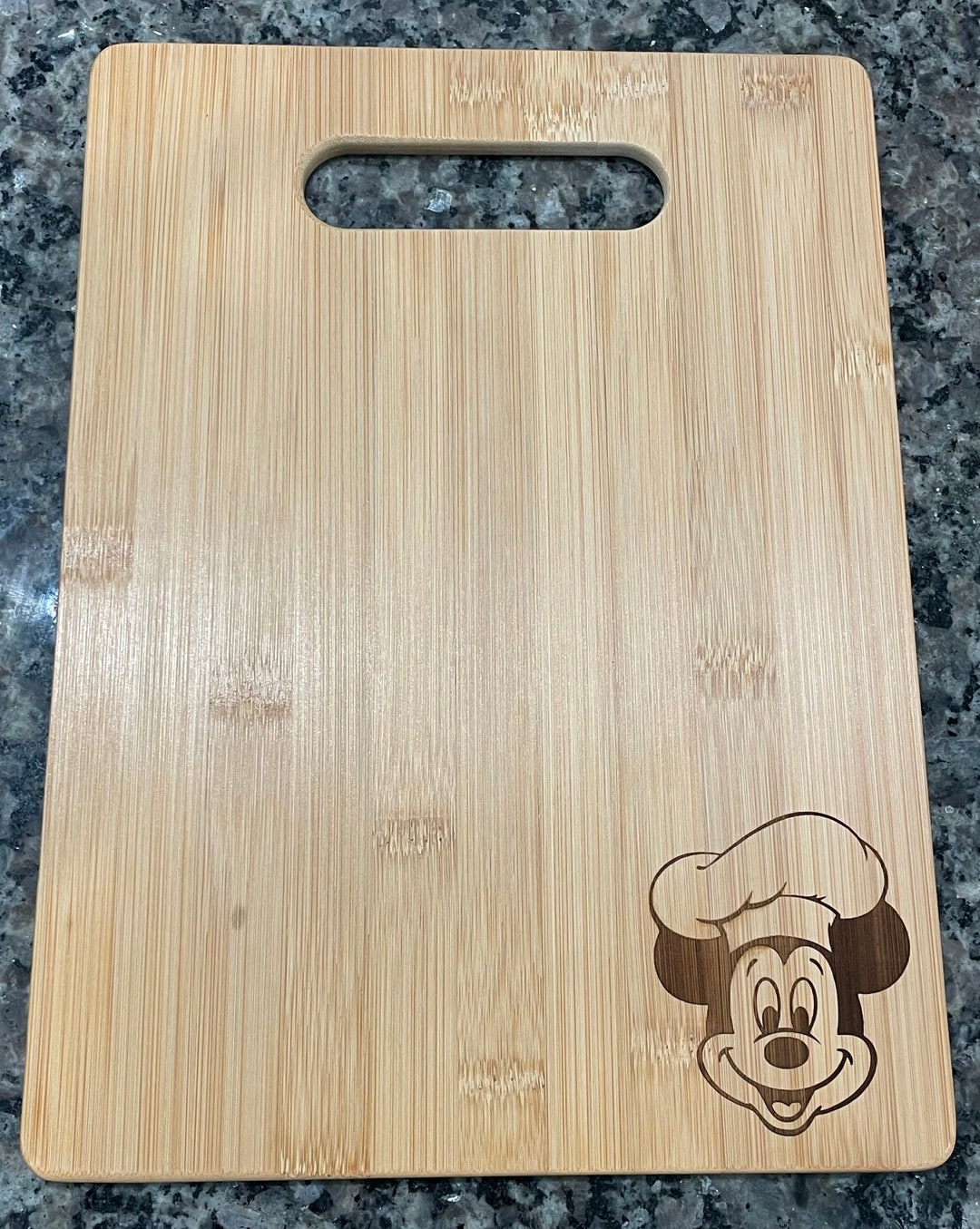 Chef Mickey Cheese Board - Engraved Natural Bamboo Cutting Board ...