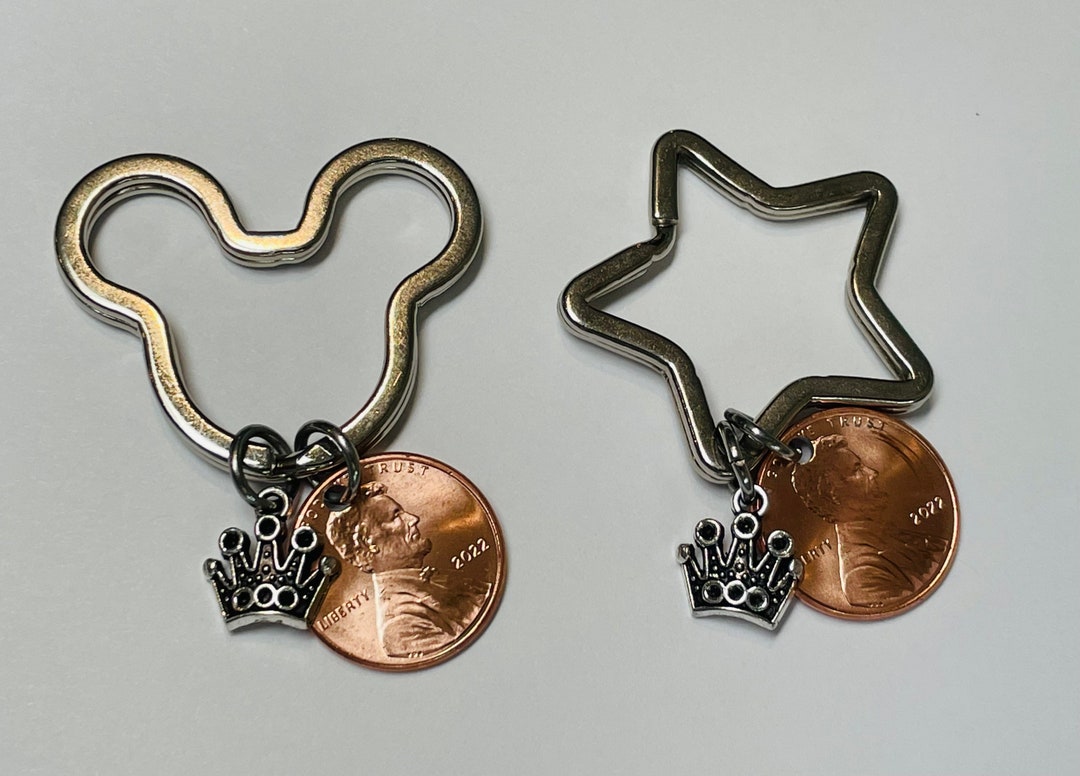 2024 Lucky Cheer Penny Keyring With Crown Charm Mickey, Heart or Star ...