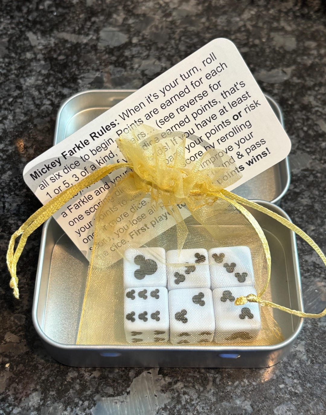 Mickey Farkle Game Sets - 6 Mouse Dice and Instructions in Each Tin ...