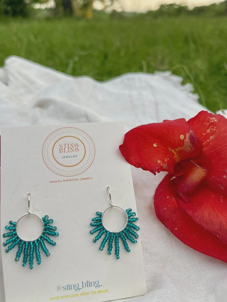 Moringa Fringe Earrings- Hand Beaded Gold Fill or Sterling Silver ...