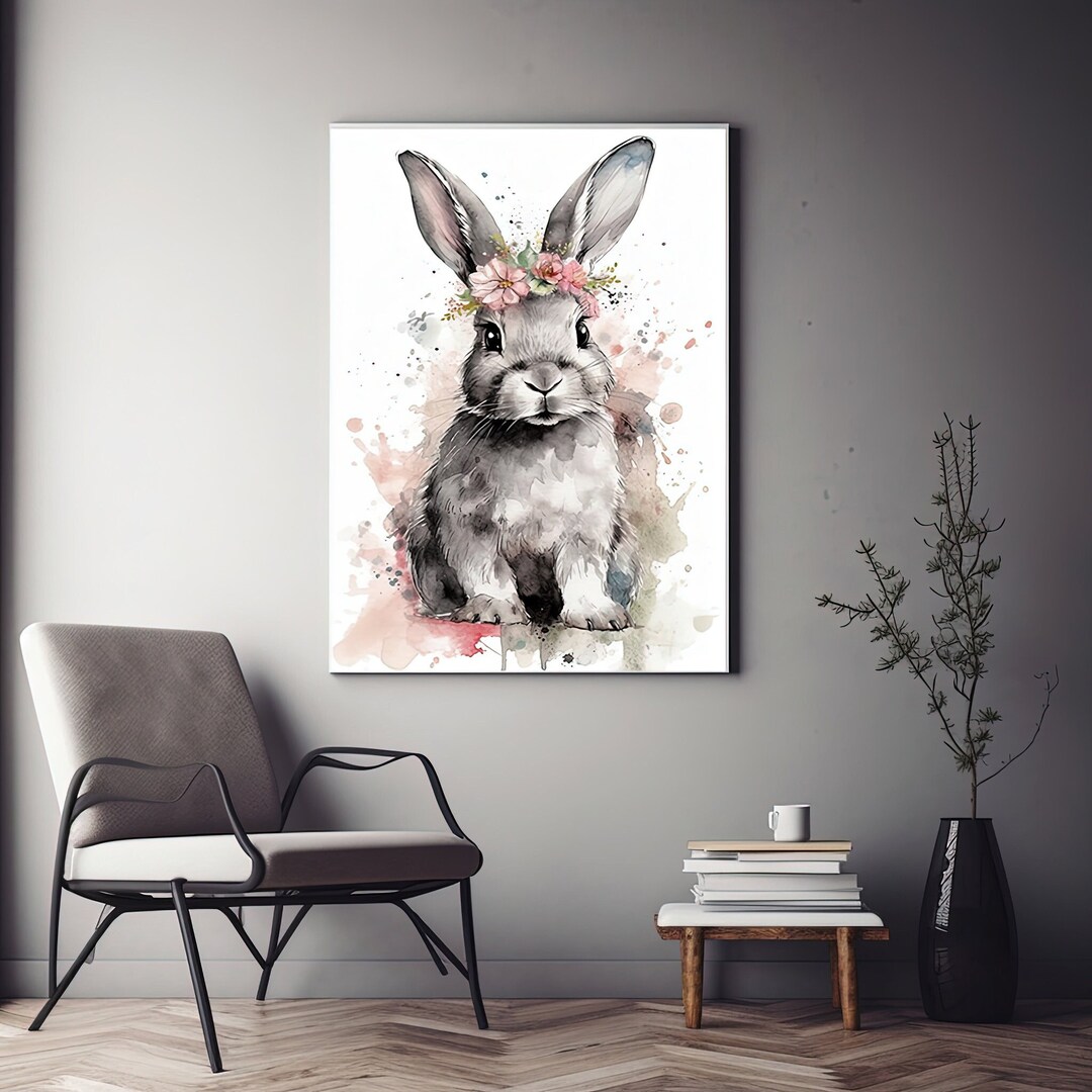 Cute Rabbit Watercolor Clipart Set - Wall Art for Homes & Offices ...