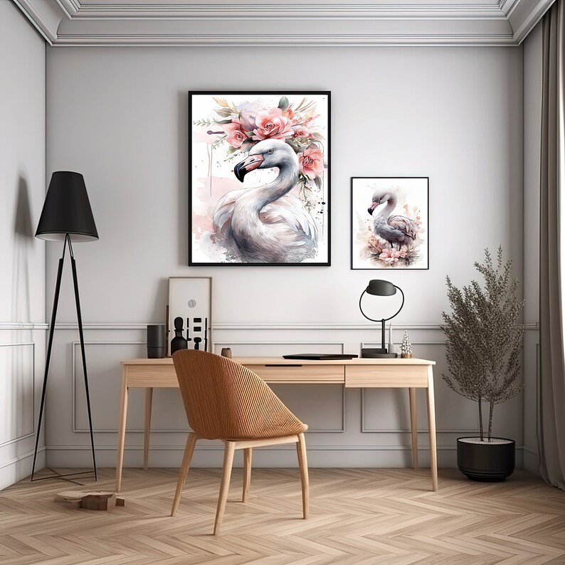 Flamingo Watercolor Painting, Nursery Wall Art, Card Making, Clip Art ...