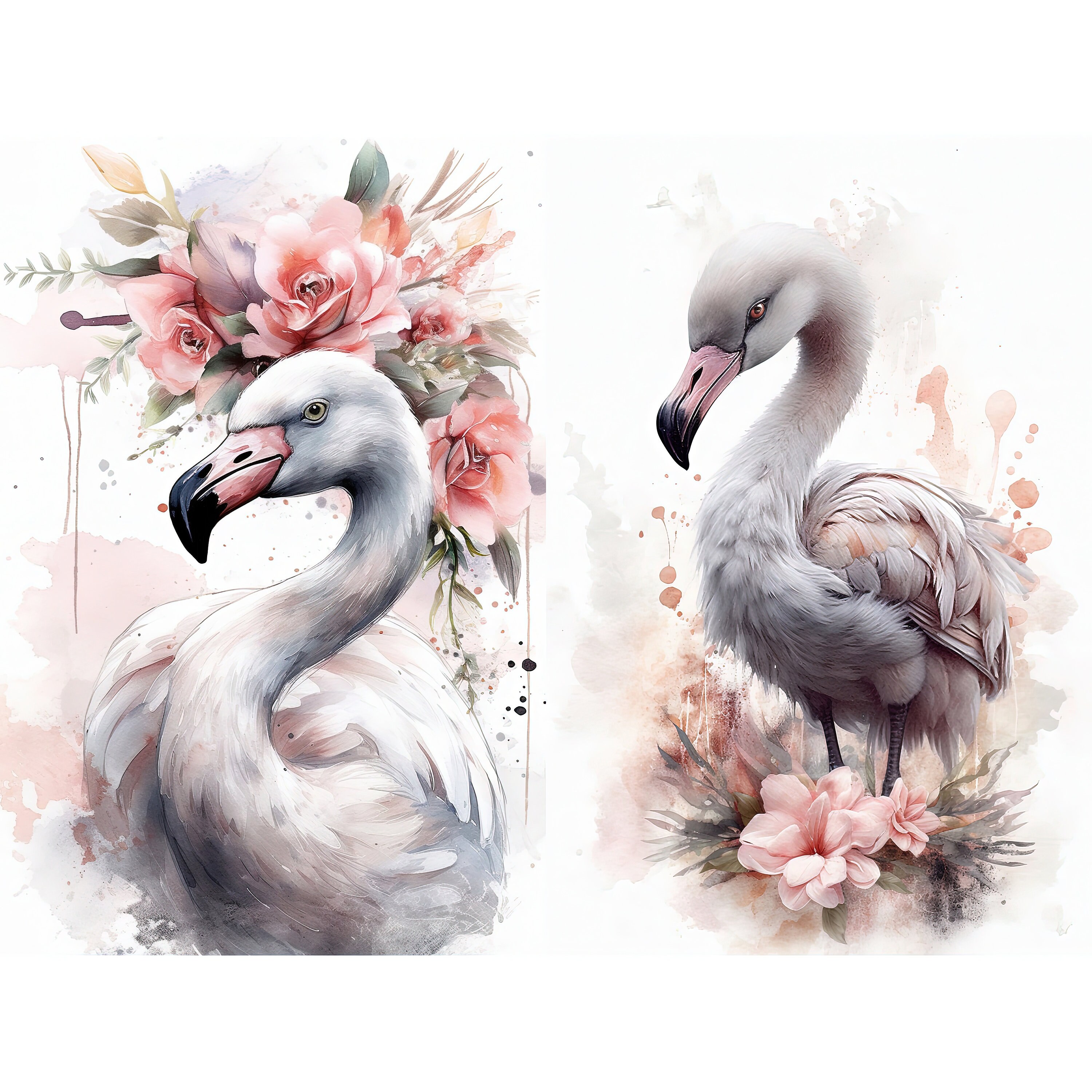 Flamingo Watercolor Painting, Nursery Wall Art, Card Making, Clip Art ...
