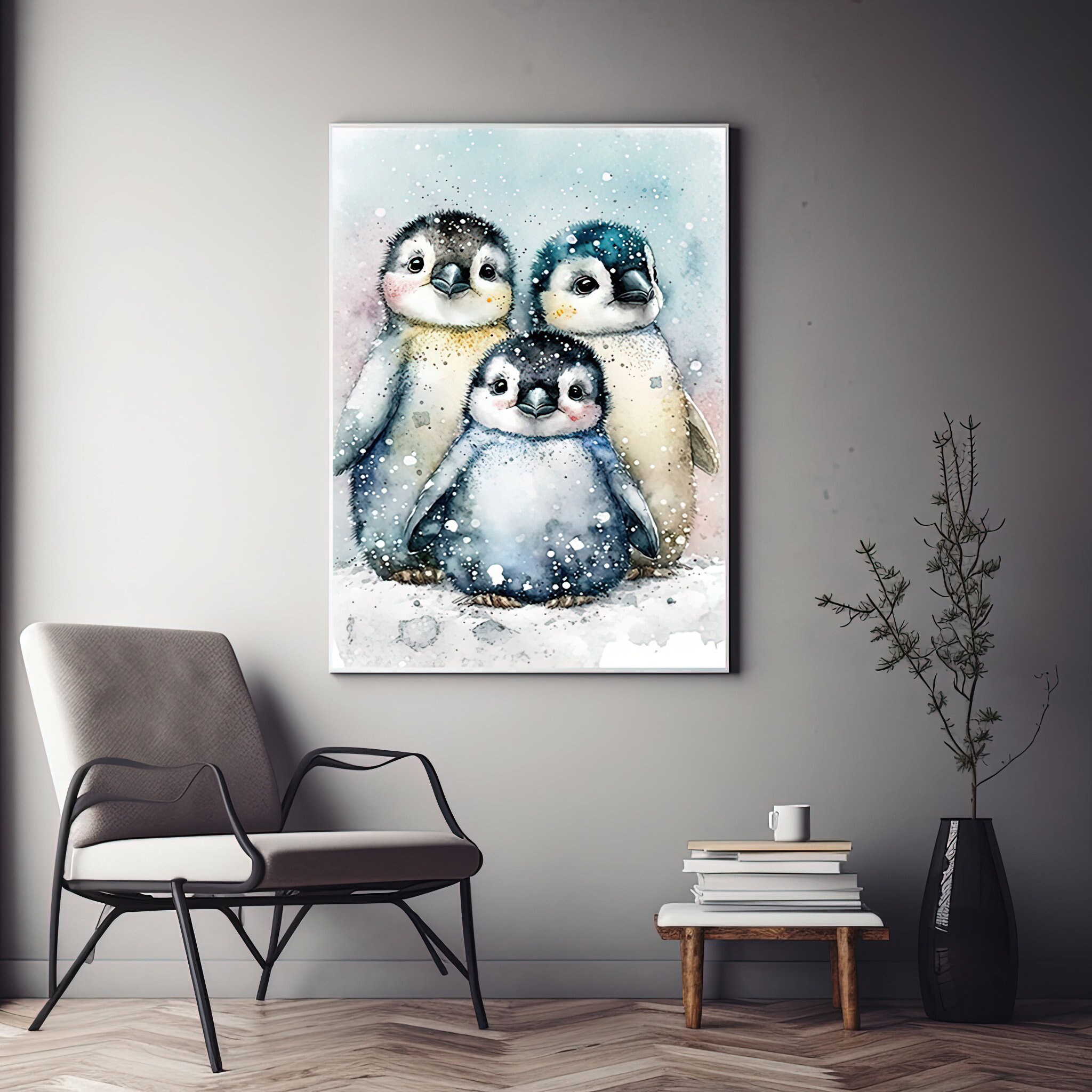 Whimsical Penguin Artwork Set - Adorable Clipart of Baby Penguins ...