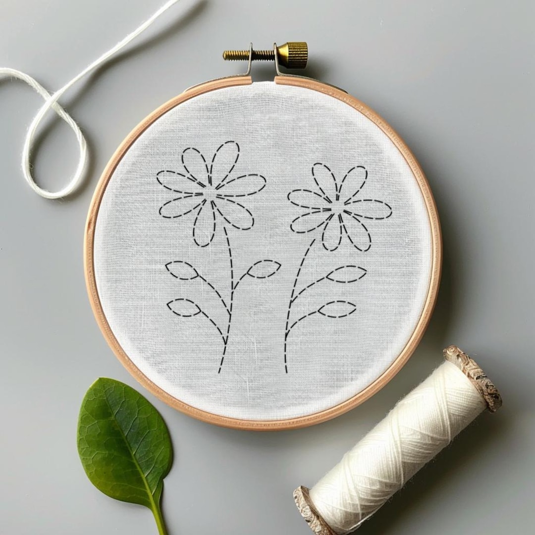 Beginner Embroidery Pattern Set of 3, Minimalist Floral Hand Embroidery ...