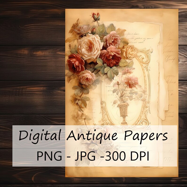 Rose Garden Vintage Wallpaper Collection Digital Download Printable ...