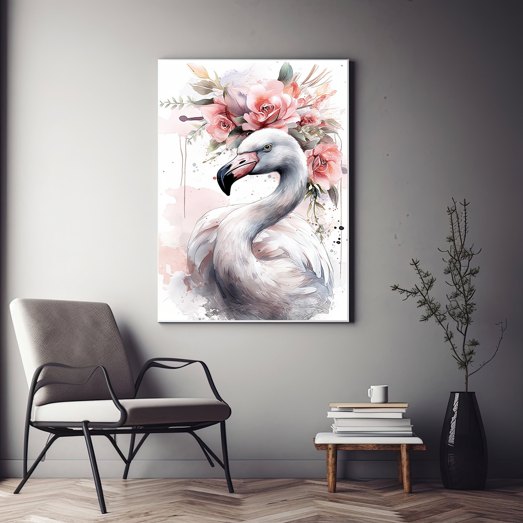 Flamingo Watercolor Painting, Nursery Wall Art, Card Making, Clip Art ...
