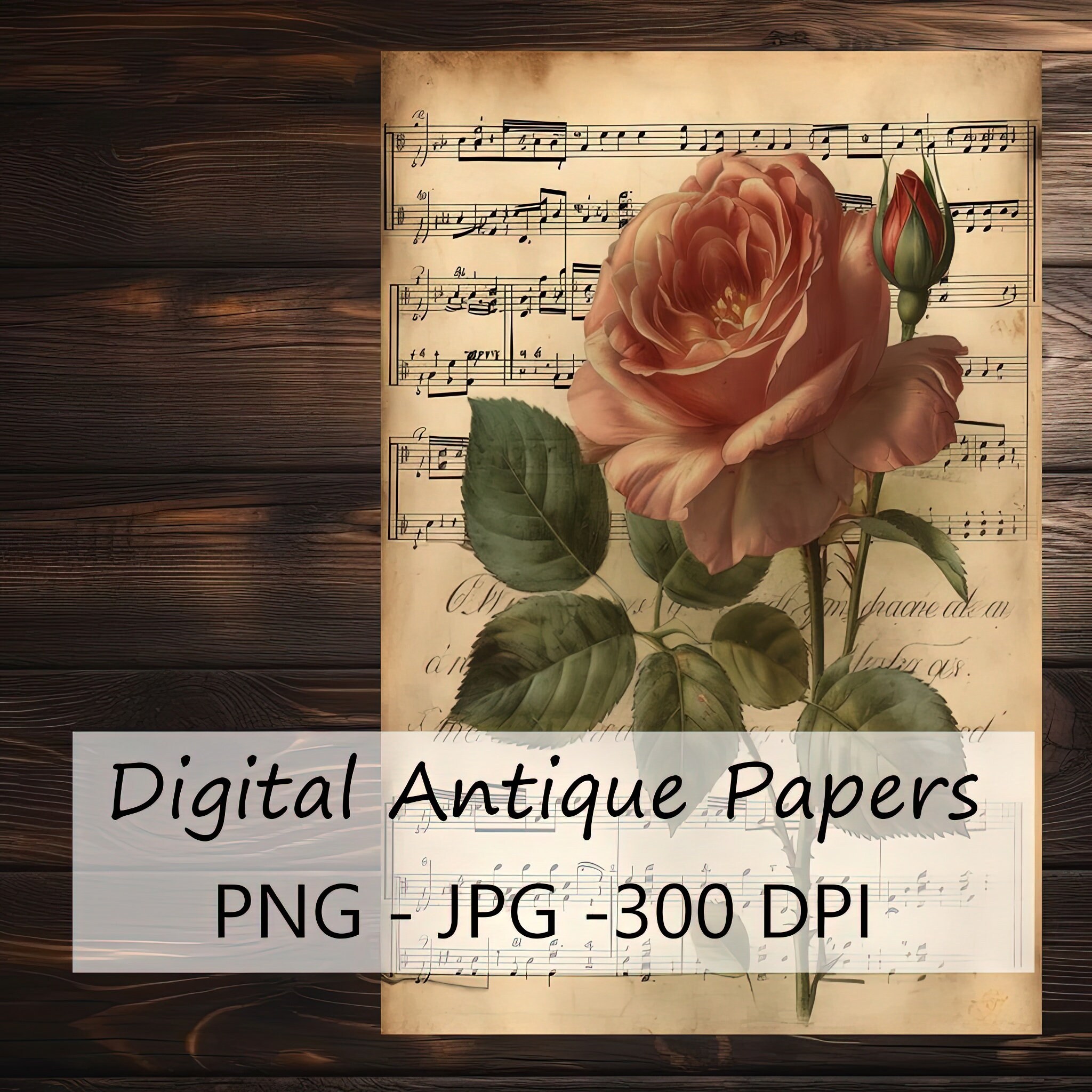 Antique Roses and Sheet Music Collection - Digital Download Set of ...