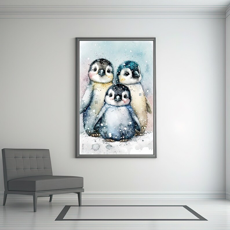 Whimsical Penguin Artwork Set - Adorable Clipart of Baby Penguins ...
