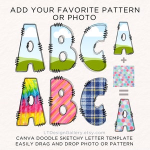 Fill in Your Own Doodle Sketchy Letter Frames on CANVA, Drag and Drop ...
