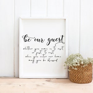 Be Our Guest, Guest Room Decor, Guest Room Wall Art Quote Print ...