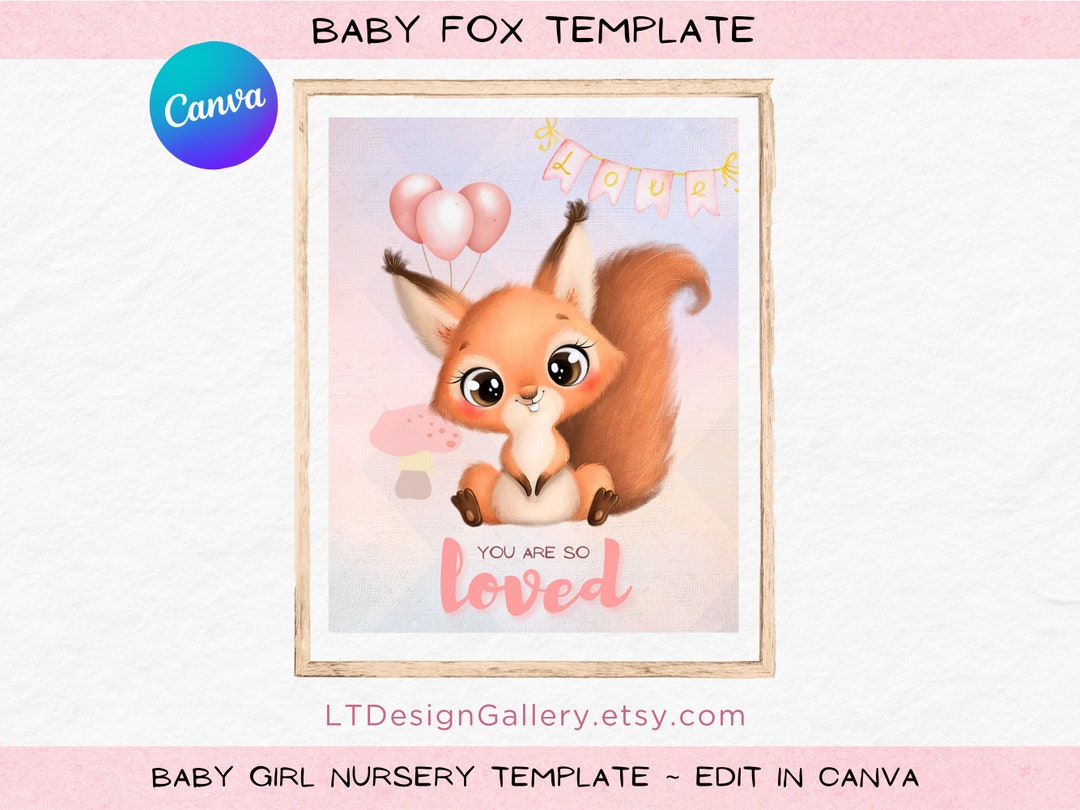Baby Animal Prints Fox PRINTABLE Art Nursery Decor Animal - Etsy