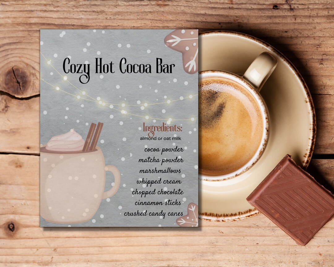 Hot Cocoa Bar Sign, Editable Hot Chocolate Bar Sign, Hot Chocolate Menu ...