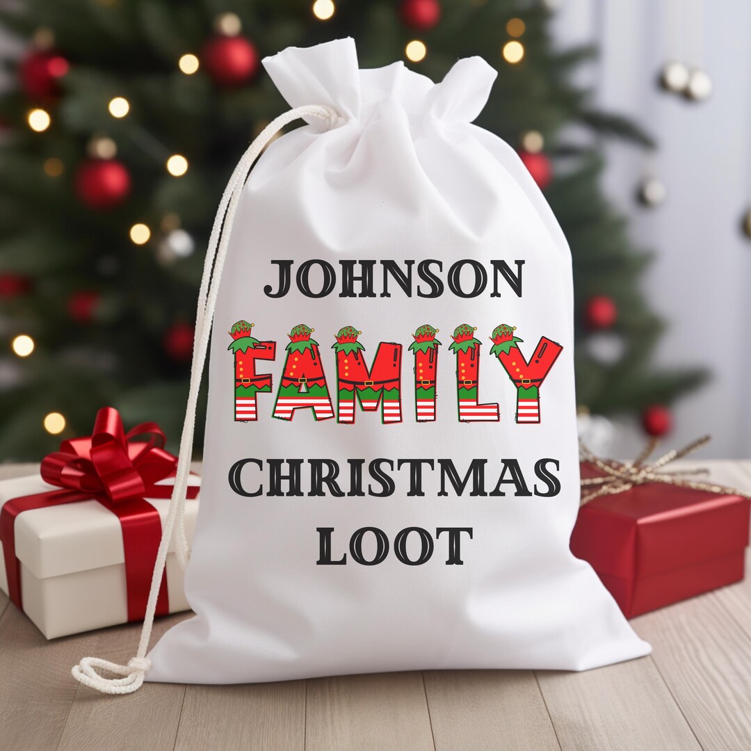 Personalized Christmas Loot Sack, Custom Santa Bag With Family Name ...