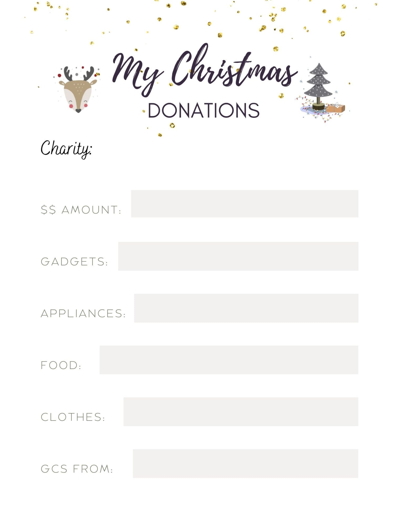 Christmas Donations List Printable | Editable Donation Tracker | Kids ...