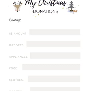 Christmas Donations List Printable | Editable Donation Tracker | Kids ...