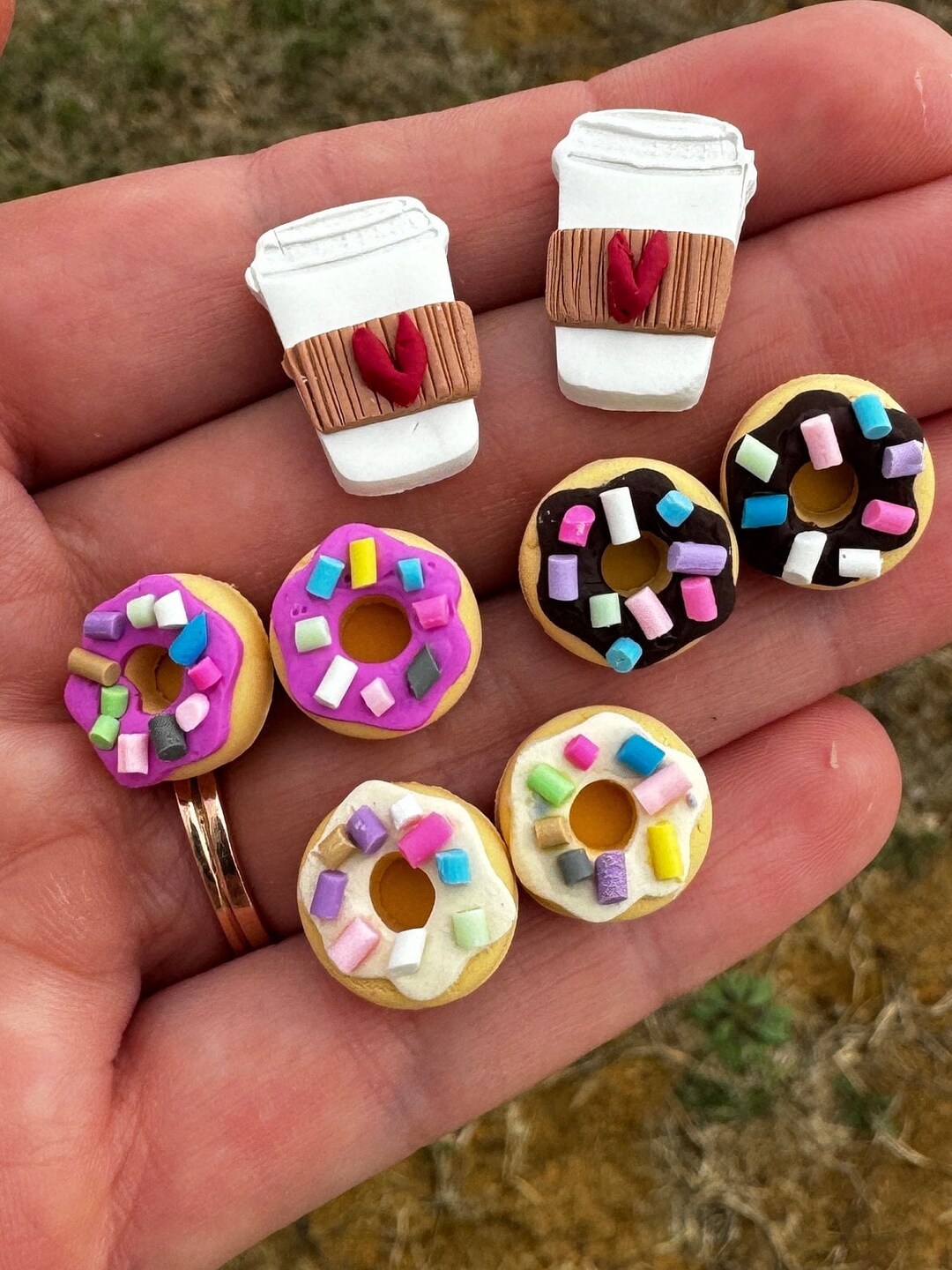 Coffee Cup and Donuts Clay Stud Pack Travel Cup, Mug, Coffee, Latte Cup ...