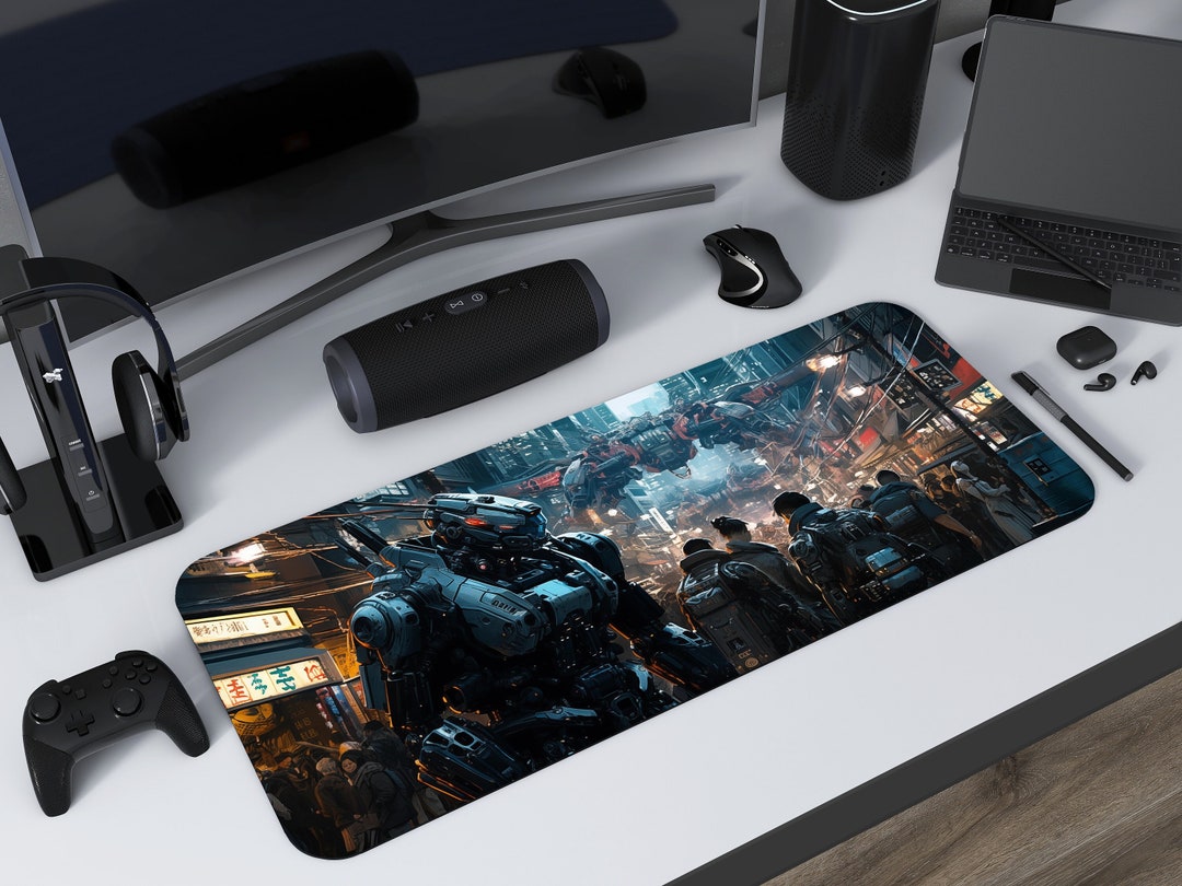 Futuristic Mecha Robots Desk Mat/ Mouse Pad, Gaming Mousepad, Large ...