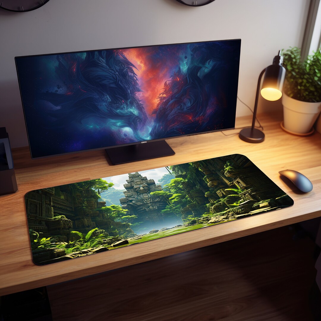 Jungle Civilization Giant Statue Gaming Mousepad, Gamer Mouse Pad ...