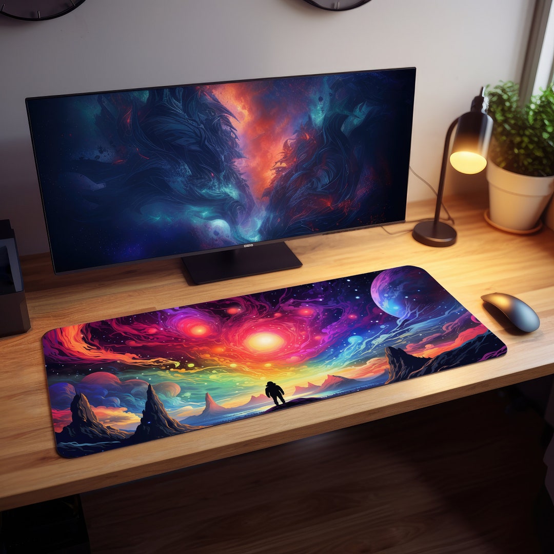 View of Colorful Cosmic Swirls From A Ledge Gaming Mousepad, Gamer ...