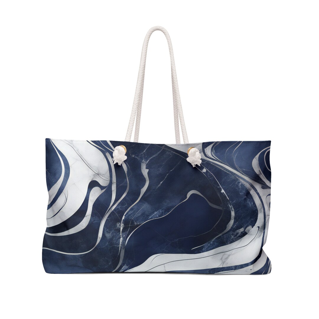 Blue Marble Weekender Bag, Luxury Pattern Tote Bag, Weekender Bag, Hand ...