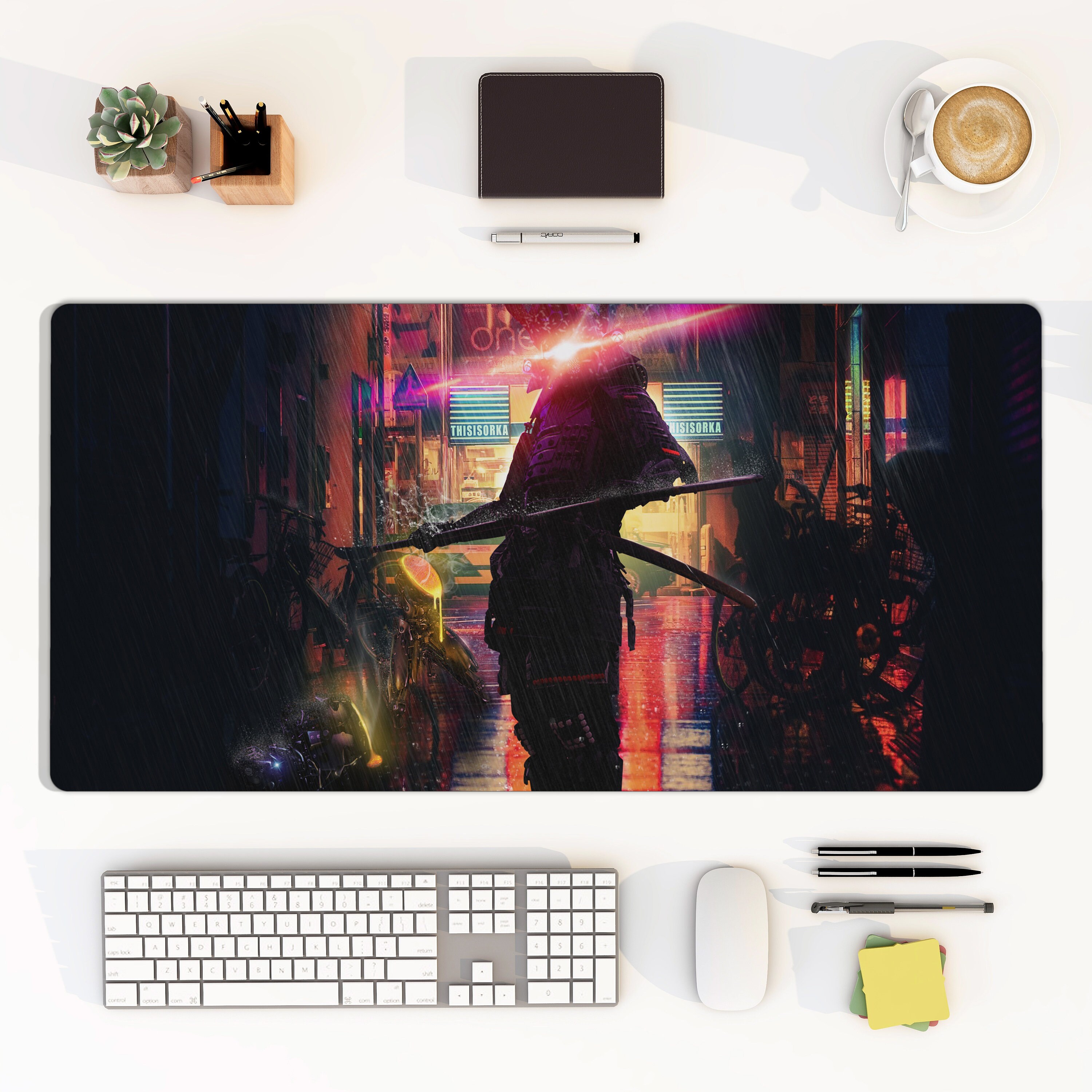 Steampunk Samurai Alley Desk Mat/ Mouse Pad, Large Desk Mat, Mouse Pad ...