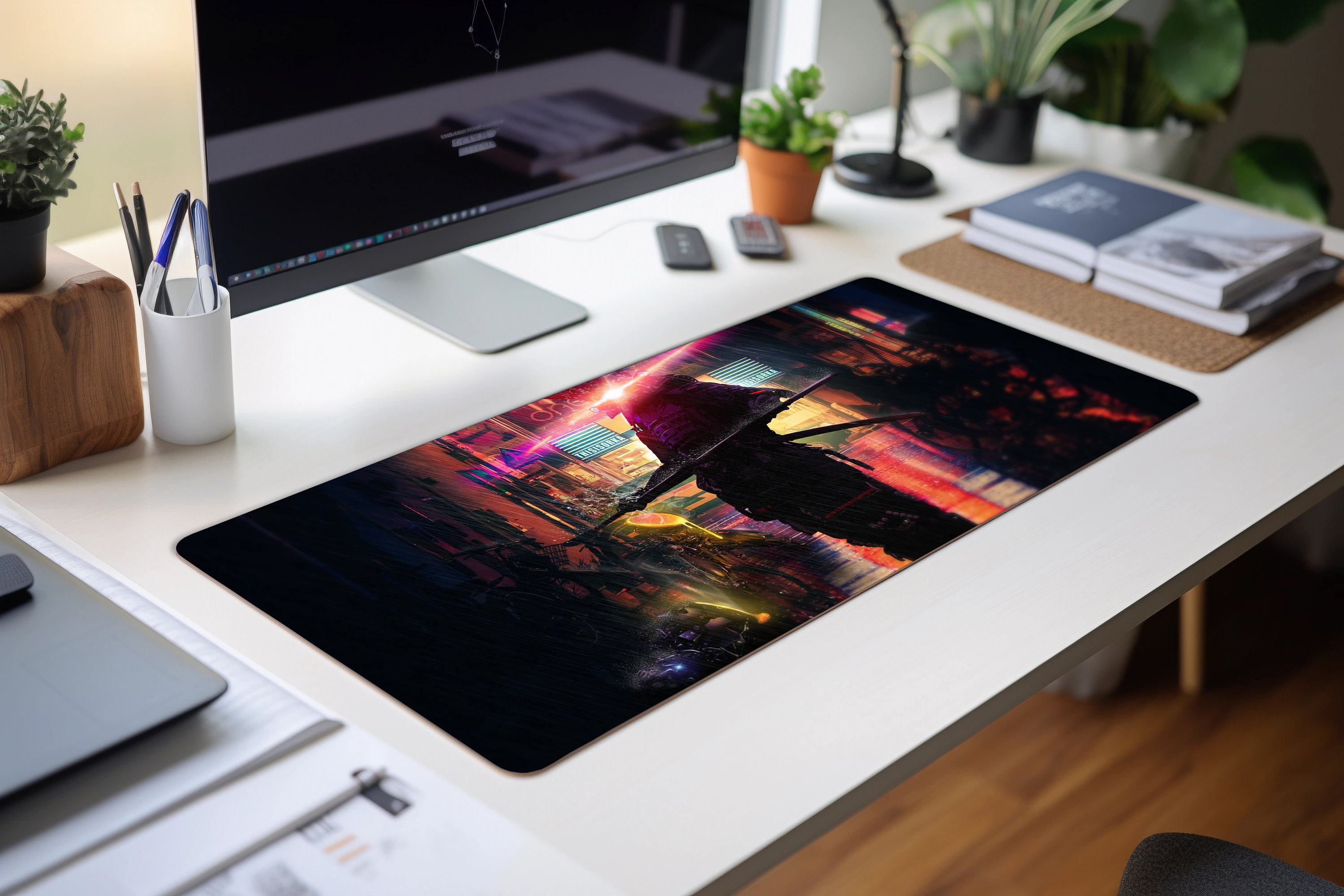 Steampunk Samurai Alley Desk Mat/ Mouse Pad, Large Desk Mat, Mouse Pad ...