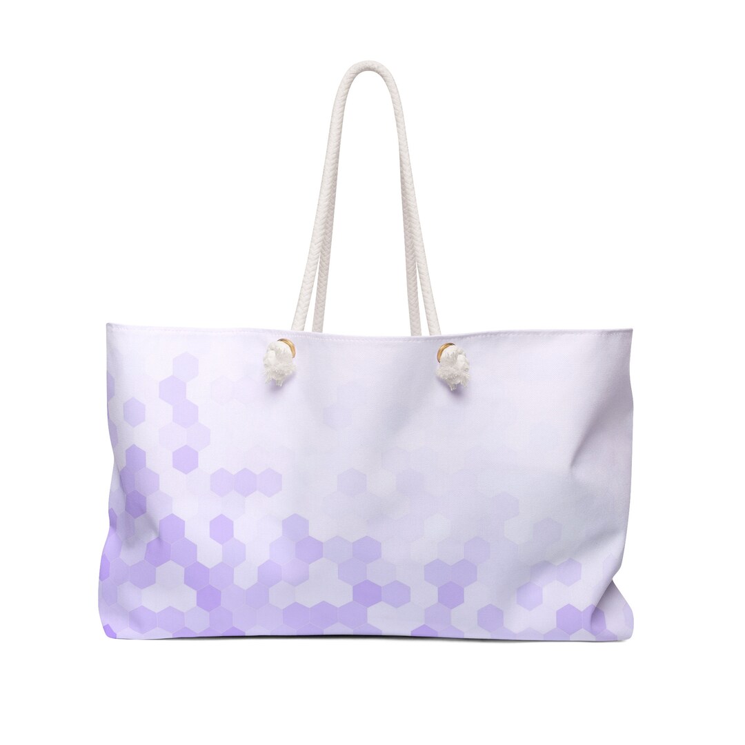 Purple Hex Weekender Bag, Luxury Pattern Tote Bag, Weekender Bag, Hand ...