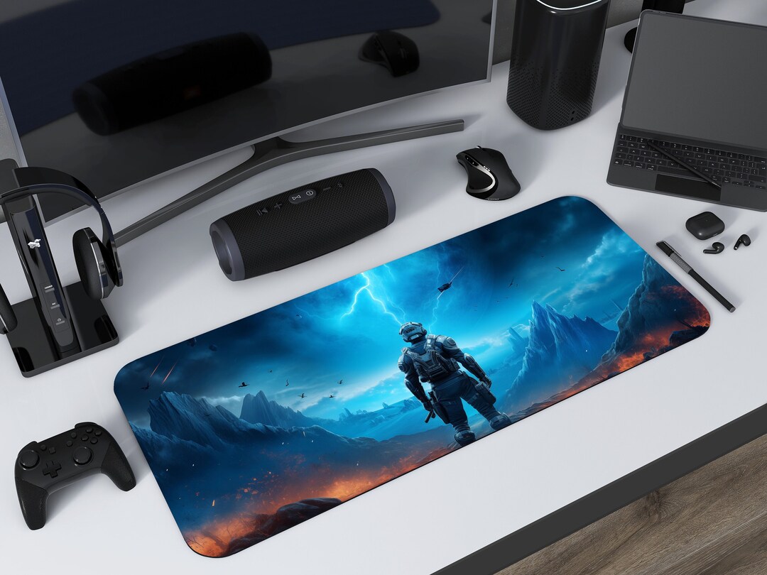Soldier Overlooking Burning Valley Gaming Mousepad, Gamer Mouse Pad ...