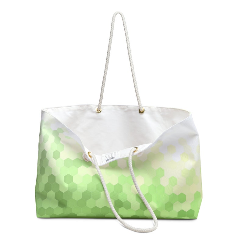 Green Hex Weekender Bag, Luxury Pattern Tote Bag, Weekender Bag, Hand ...