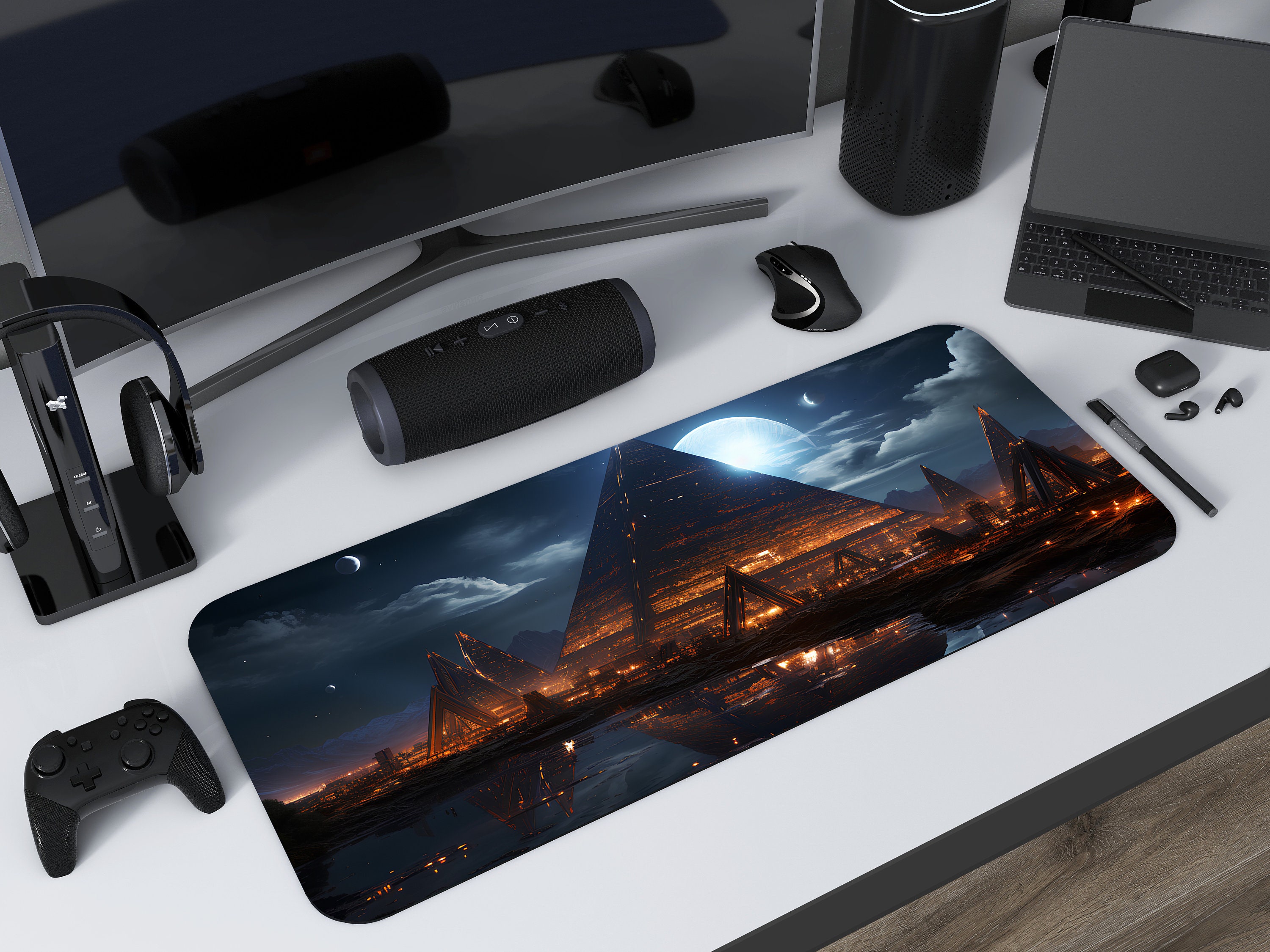 Egyptian Futuristic Pyramid Gaming Mousepad, Gamer Mouse Pad, Mouse Pad ...