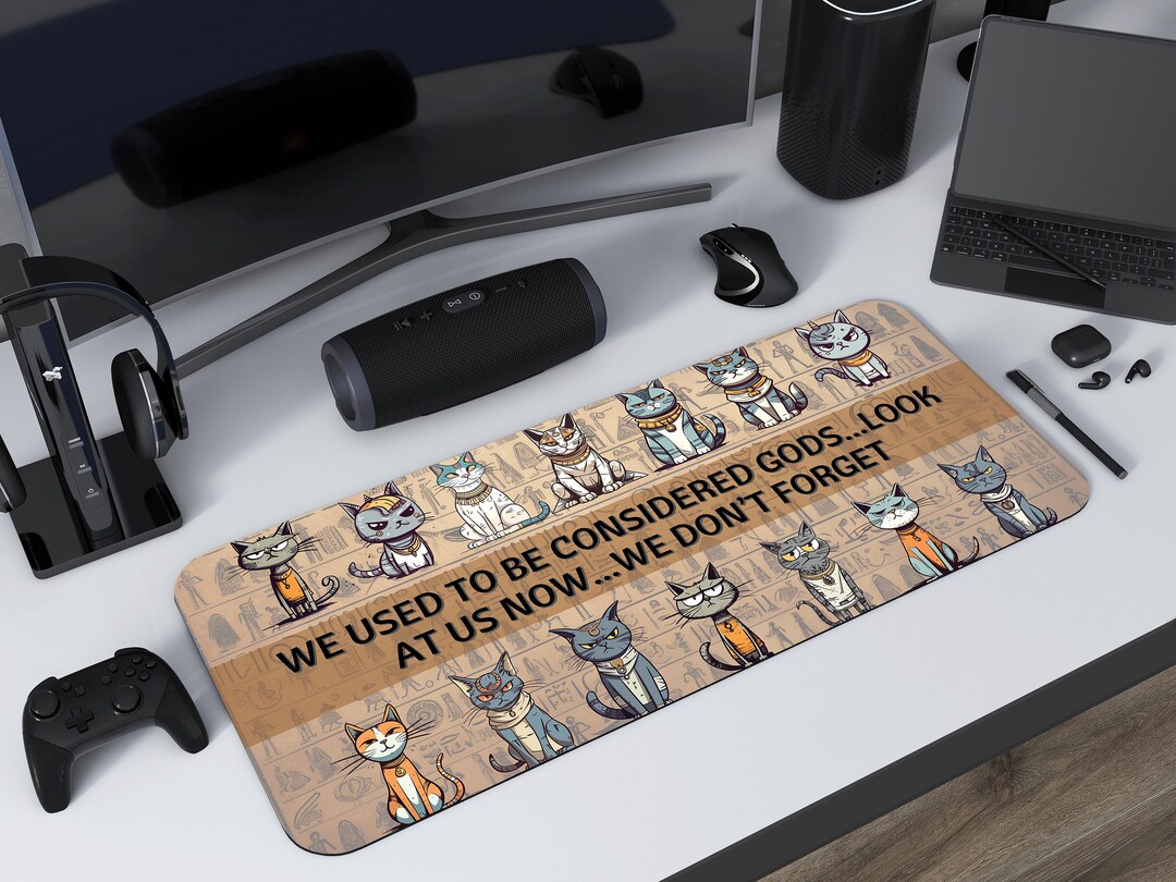Bitter and Angry Egyptian Cats Desk Mat/ Mouse Pad, Laptop, Desk Setup ...