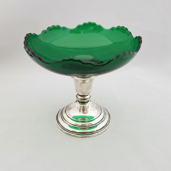 Green Glass Compote - Etsy