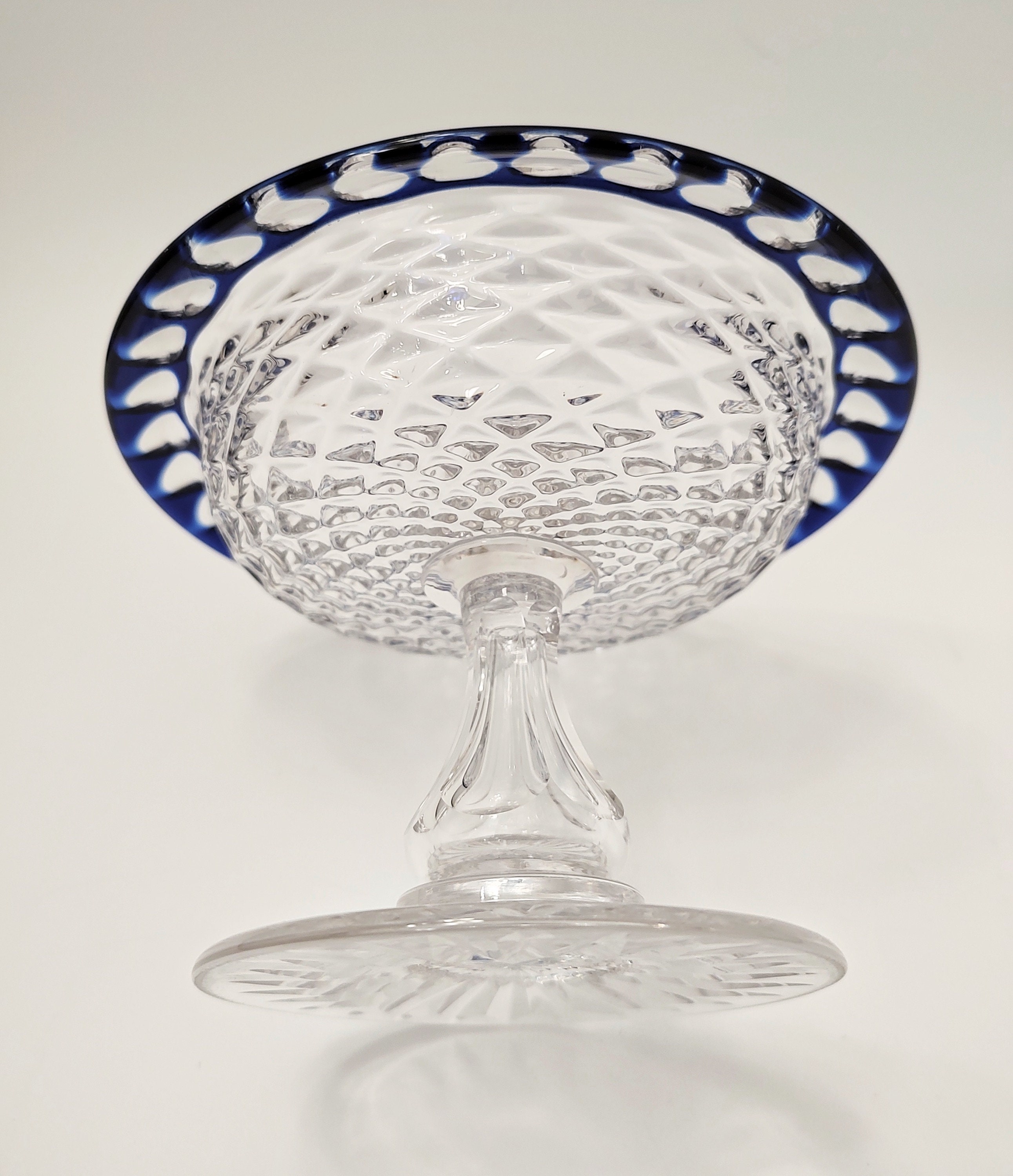 Fine Bohemian Crystal Compote Cobalt Cut to Clear - Etsy