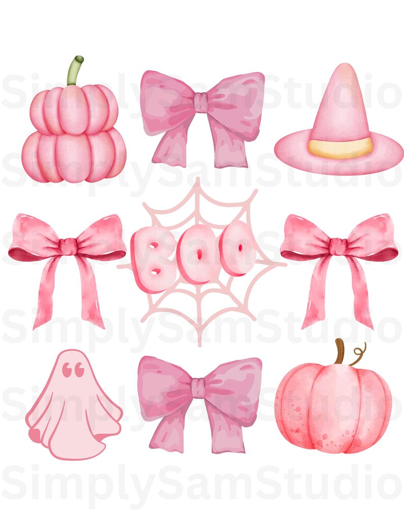 Pink BOO Bows PNG - Etsy