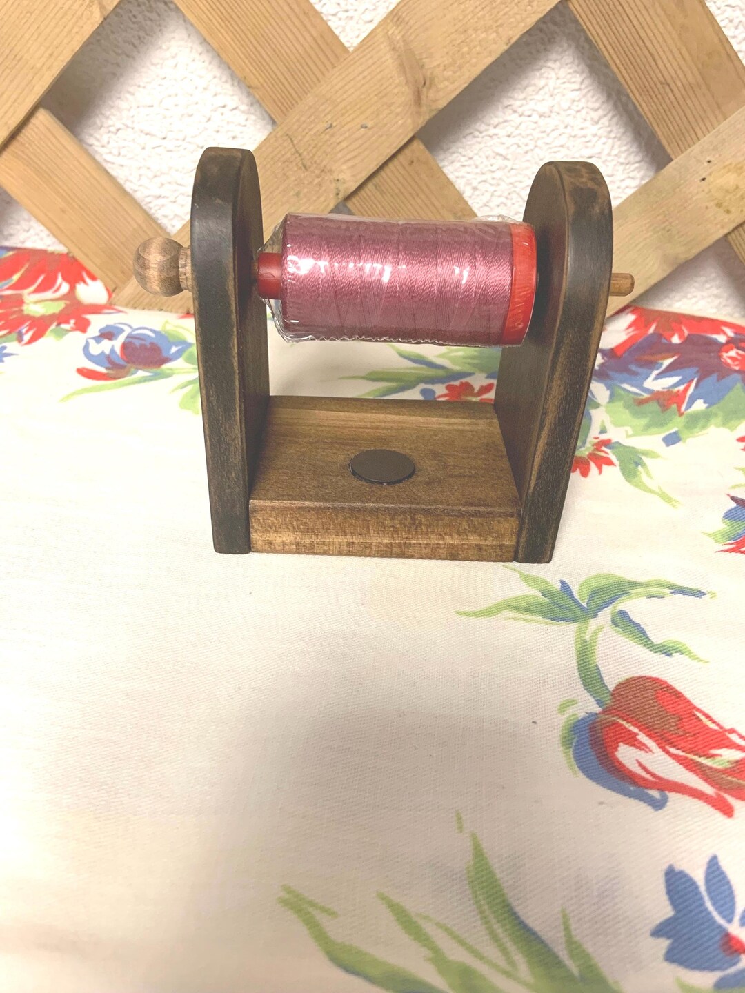 Handmade Wooden Spool Holder With Magnetic Needle Rest - Etsy