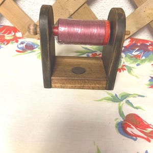 Handmade Wooden Spool Holder With Magnetic Needle Rest - Etsy