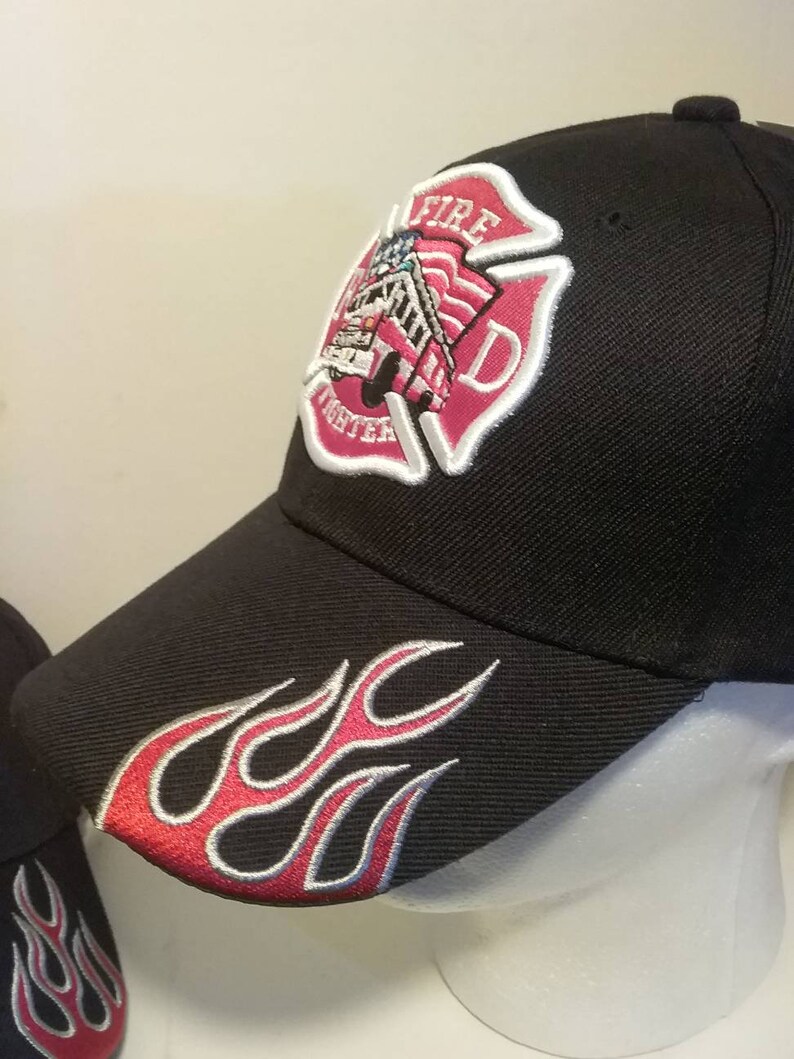 Firefighter W/fire Truck & Rescue Badge Baseball Cap/hat W/ | Etsy