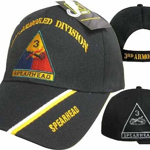 3rd Armored Division Black Baseball Cap/hat W/shadow Patch W/spear Head ...