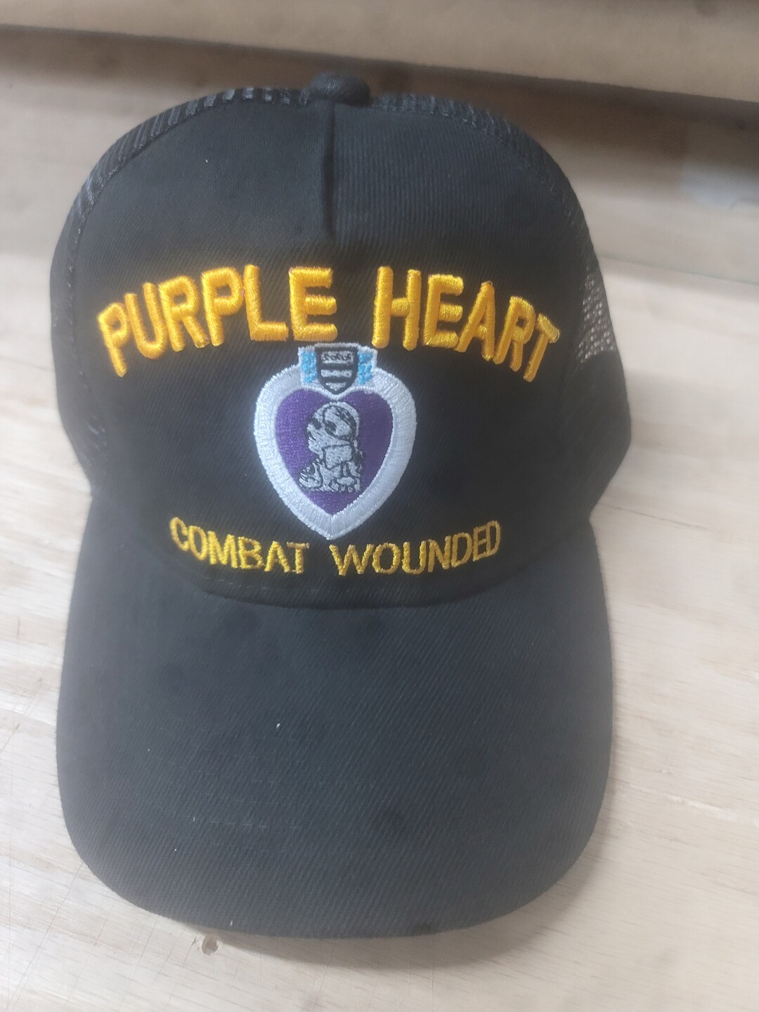 Purple Heart, Combat Wounded Black Baseball Cap/hat. Summer Mesh Back ...