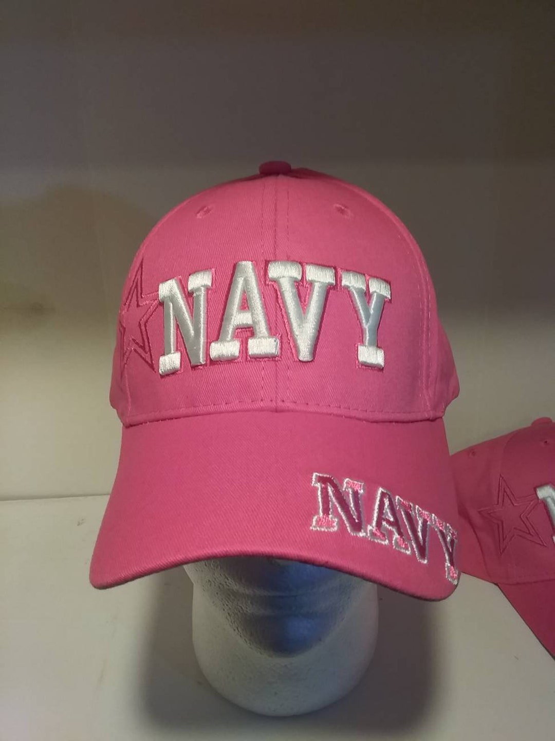 Navy, Baseball Cap/hat W/shadow Star, W/navy on Bill and Back (pink) - Etsy