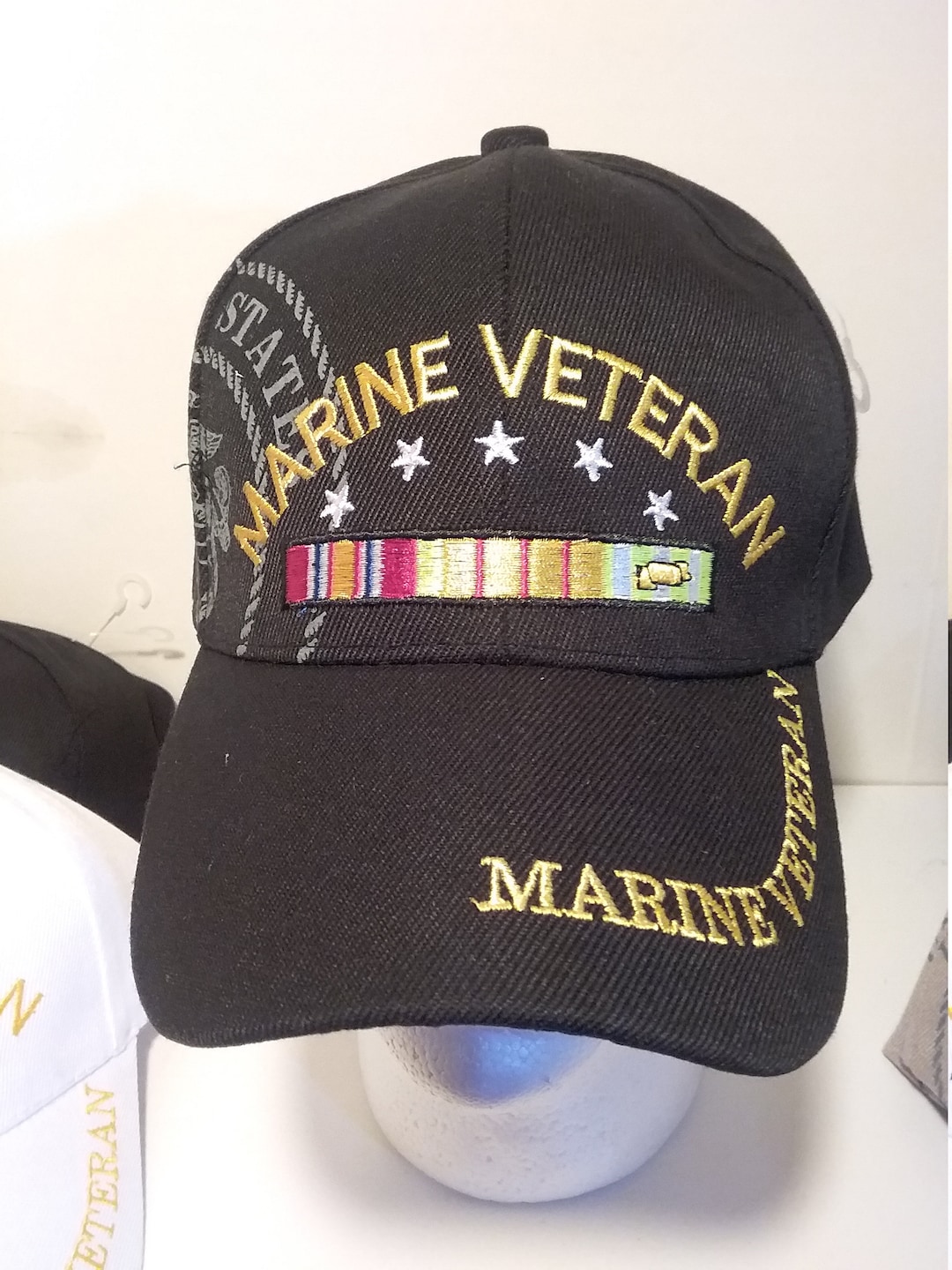 Vietnam Veteran, Marine, Baseball Cap/hat W/shadow & Marine Veteran on ...