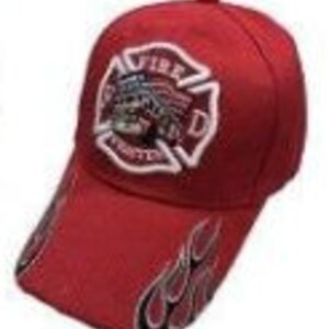 Firefighter W/fire Truck & Rescue Badge, Baseball Cap/hat, W/ Flames on ...