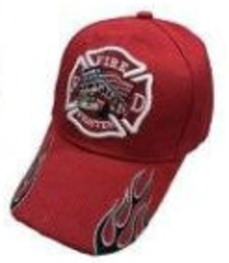 Firefighter W/fire Truck & Rescue Badge Baseball Cap/hat W/ | Etsy