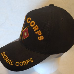 Signal Corps Black Baseball Cap/hat, W/signal Corps on Bill and on Back ...