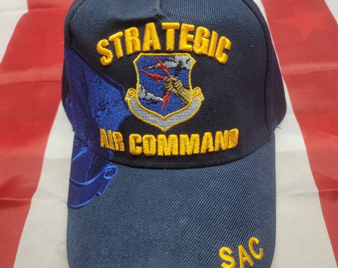 Strategic Air Command, Baseball Cap/hat W/sac on Bill and Back, (BLUE ...